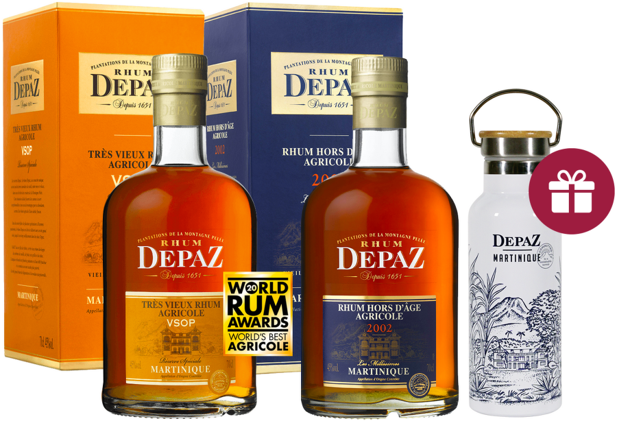 Depaz Vintage 2002 Horse d´Age + Depaz VSOP Reserve Speciale + nerezová ...