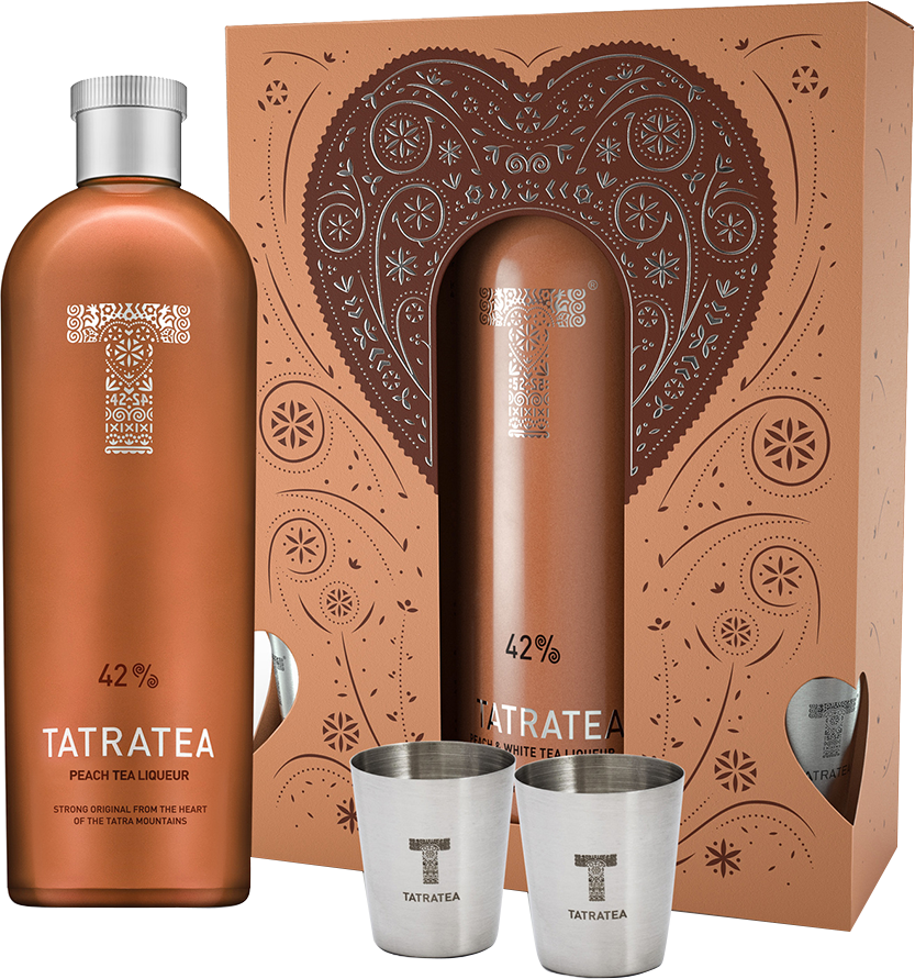 Tatratea 42% Peach Tea liqueur 0,7l + 2x steel shots | E-shop Global ...
